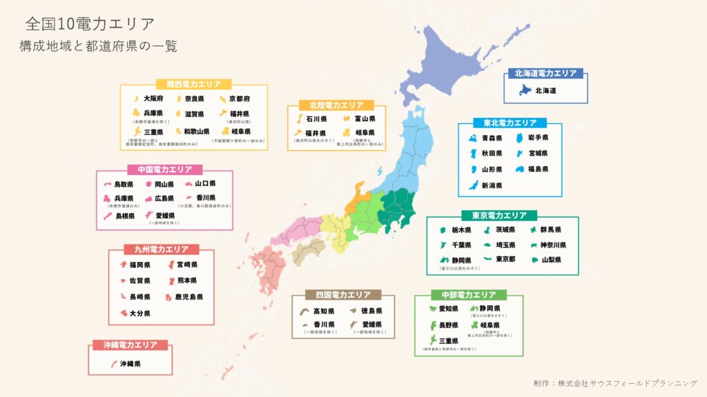電力エリアの構成地域と都道府県の一覧 - 新電力比較NPCプラン